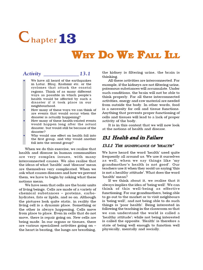 9 Sci NCERT Book PDF Why Do We Fall iLL | PDF | Infection | Peptic Ulcer