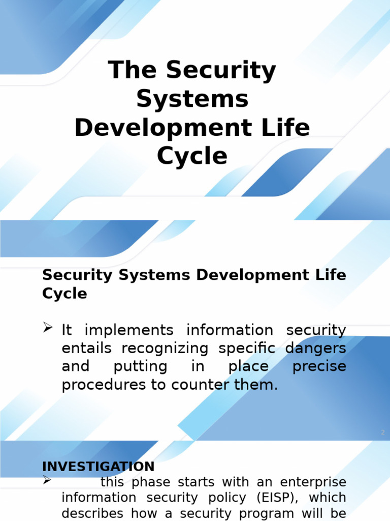 Security Systems Development Life Cycle | PDF | Information Security | Business
