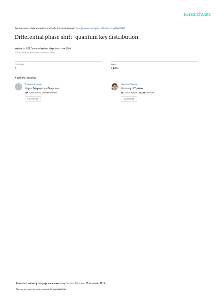 Differential phase shift-quantum key distribution | PDF | Polarization (Waves) | Cryptography