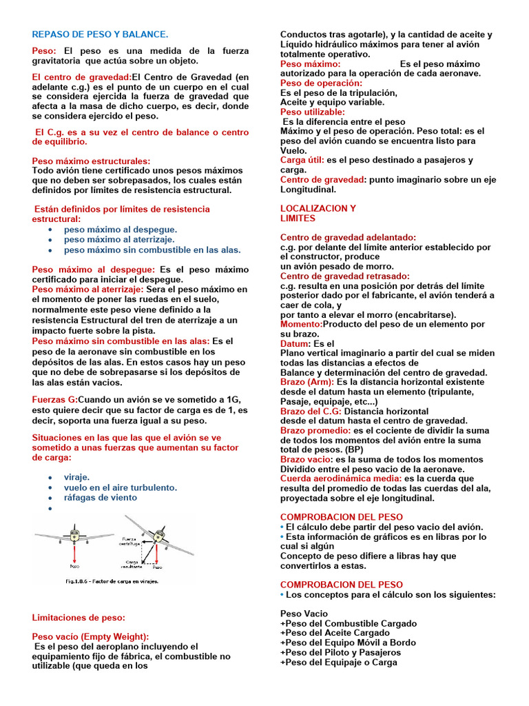 Repaso de Peso y Balance. | PDF | Avión | Peso