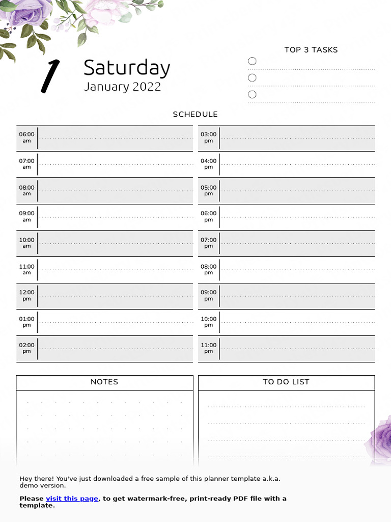 Floral Day Planner Template-A4 | PDF