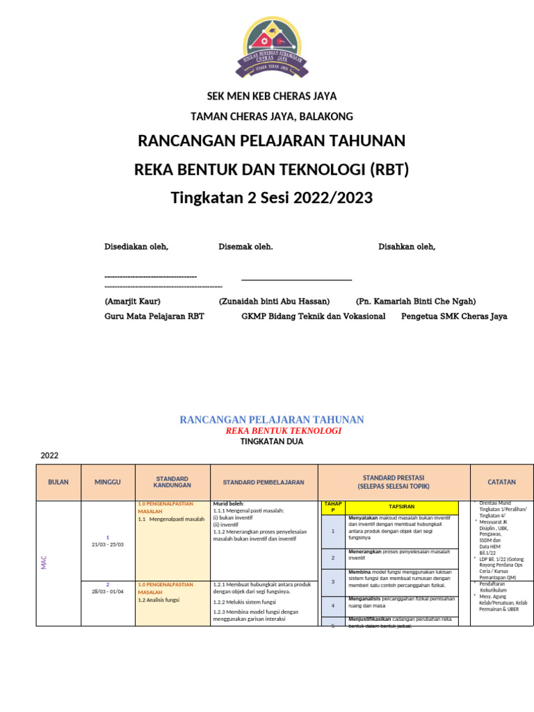 RPT RBT Ting 2 2022 - 2023 | PDF