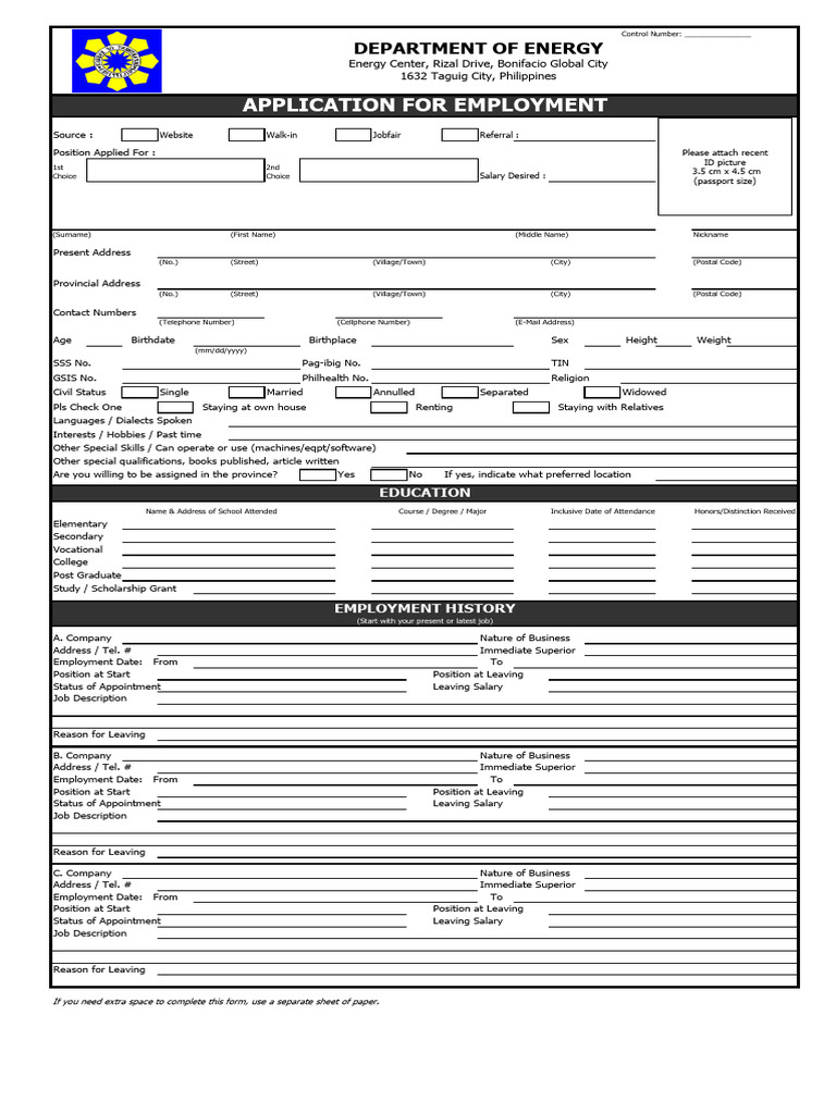 Employment Application Form Template | PDF