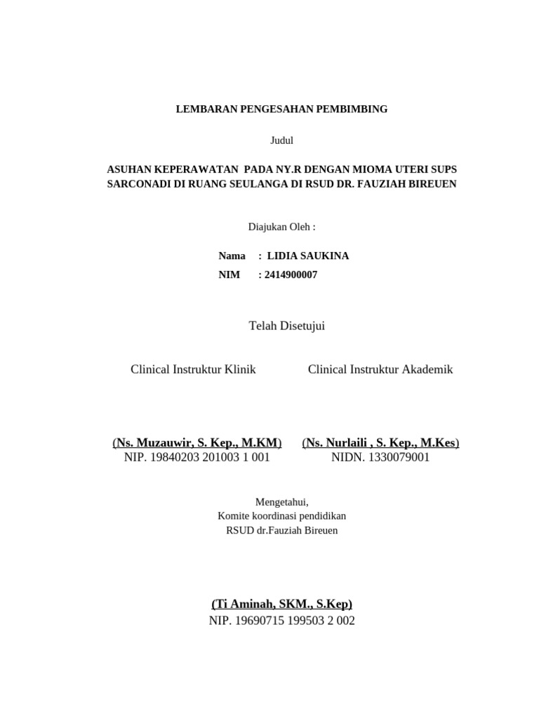 Lembaran Pengesahan Laporan Ners | PDF