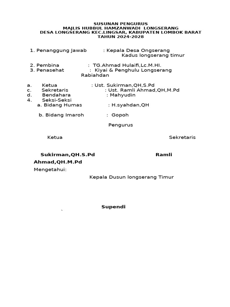 Susunan Pengurus | PDF