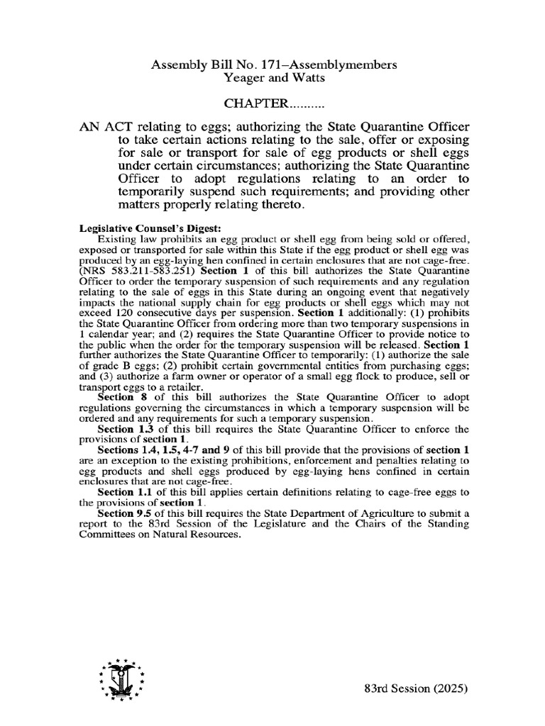 Assembly Bill 171 | PDF