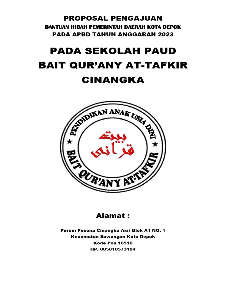Proposal Hibah PAUD Depok 2023 | PDF