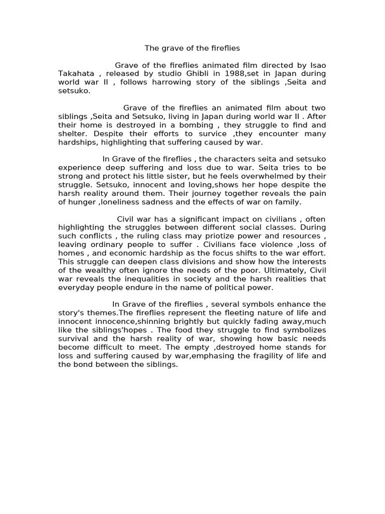 The grave of the fireflies | PDF