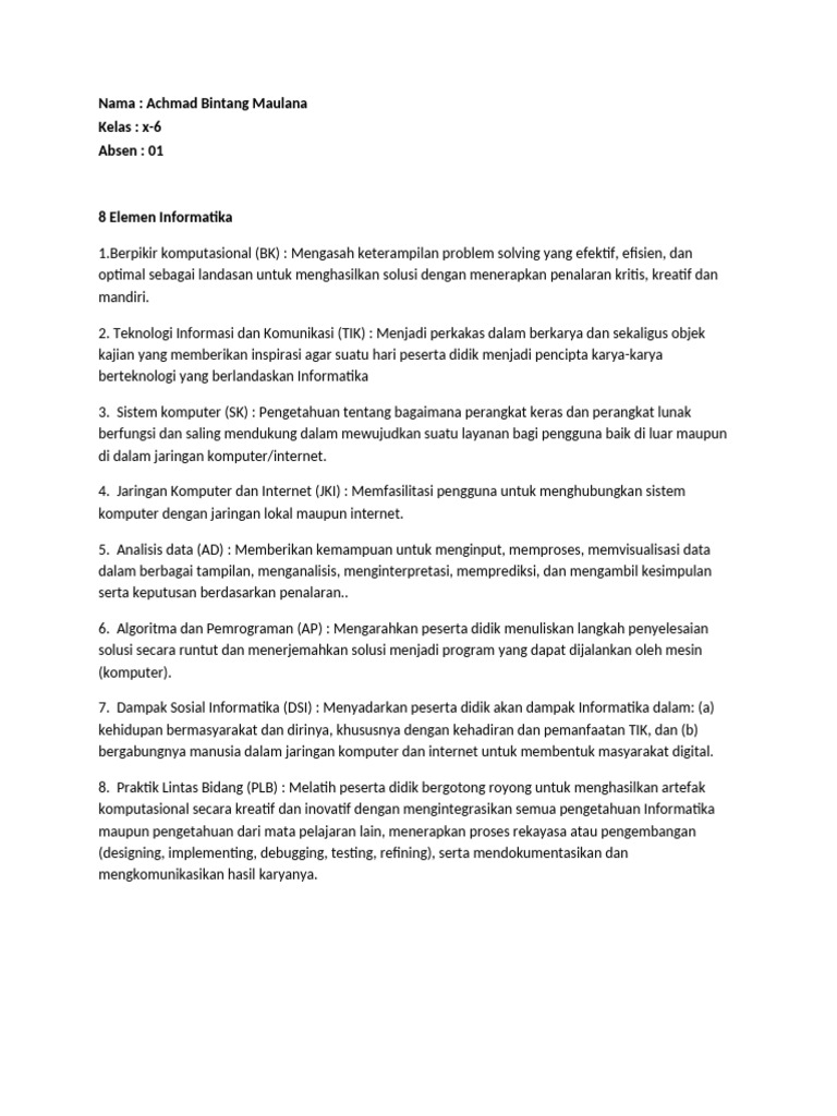 8 Elemen Informatika Penting | PDF