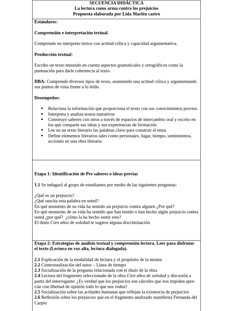 Secuencia Didáctica Lida | PDF