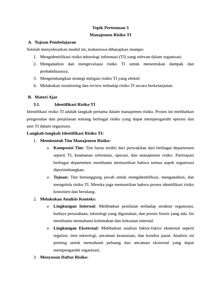 Pert 3 Audit Teknologi Dan Sistem Informasi dk1 | PDF