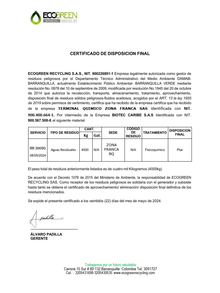 CERT N 30095 - Terquim - Mayo 2024 | PDF