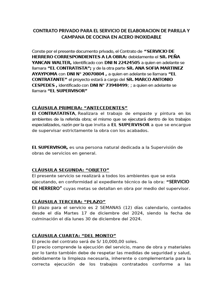 Contrato-Privado-Carpintero EDWING | PDF | Justicia | Crimen y violencia