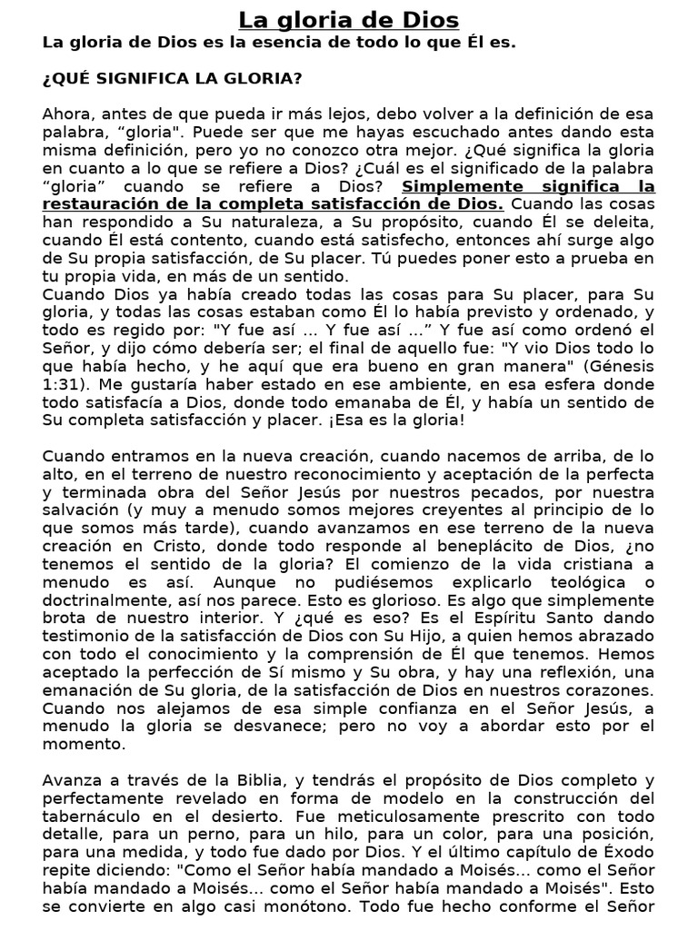 La Esencia de la Gloria de Dios | PDF | Jardín del Edén | Adán