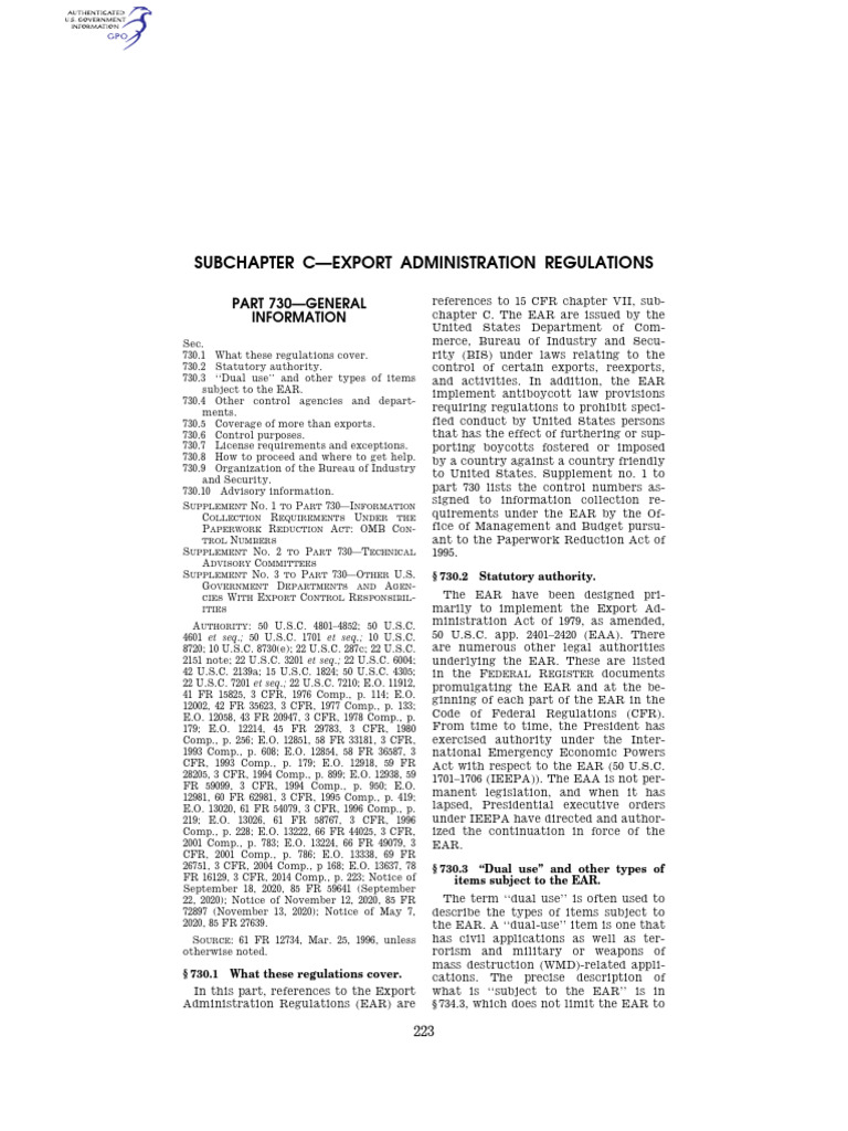 CFR 2024 Title15 Vol2 Subtitleb chapVII Subchapc | PDF | Commercial ...