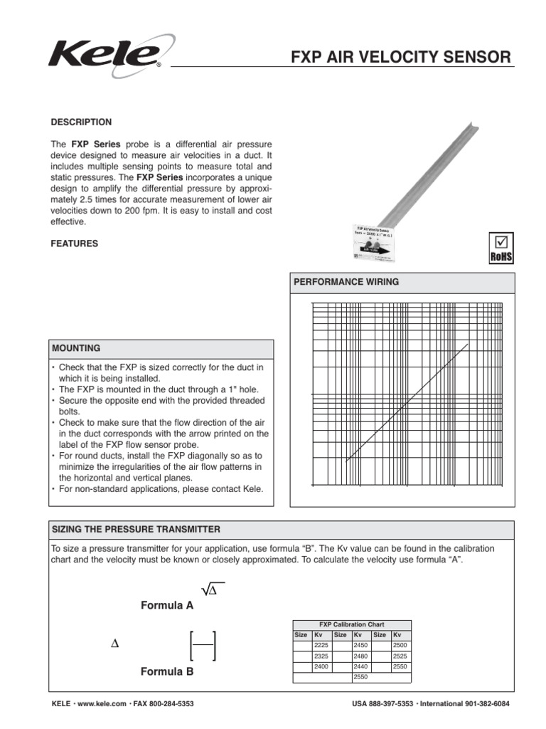 FXP Air Velocity Sensor Overview | PDF | Pressure Measurement | Flow ...