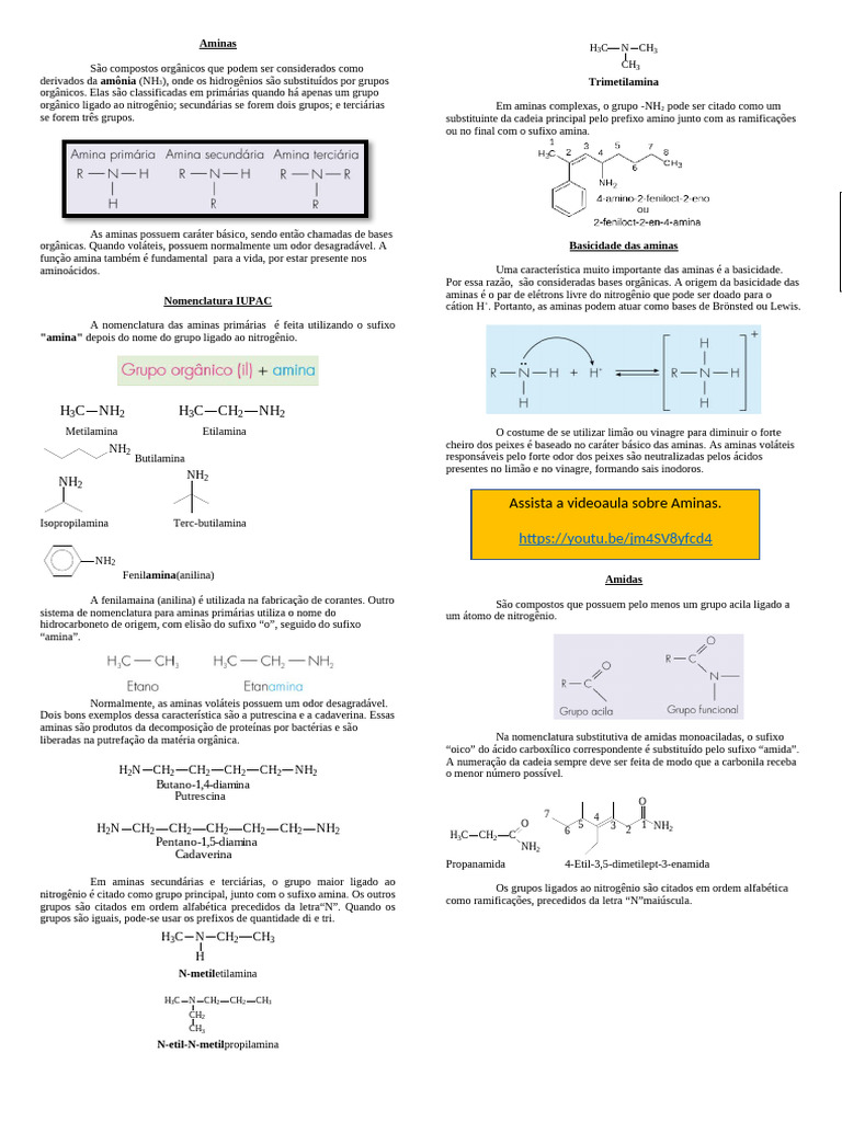 Resumo Compostos Nitrogenados | PDF | Amina | Amida