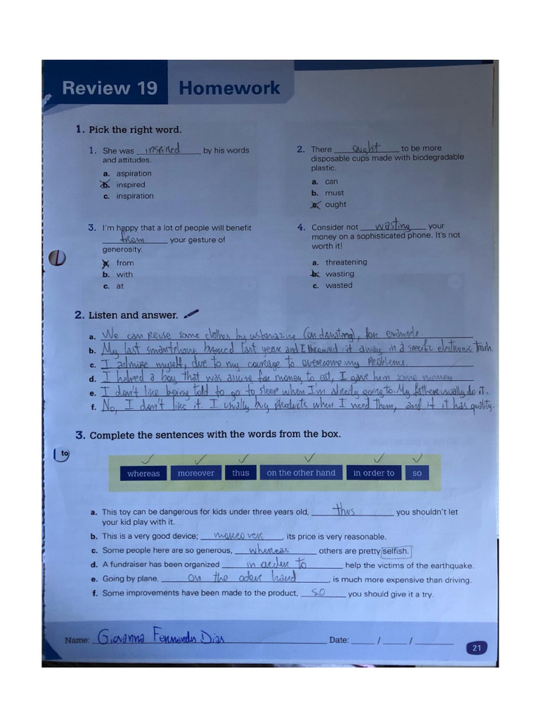 Review 19 - Homework | PDF