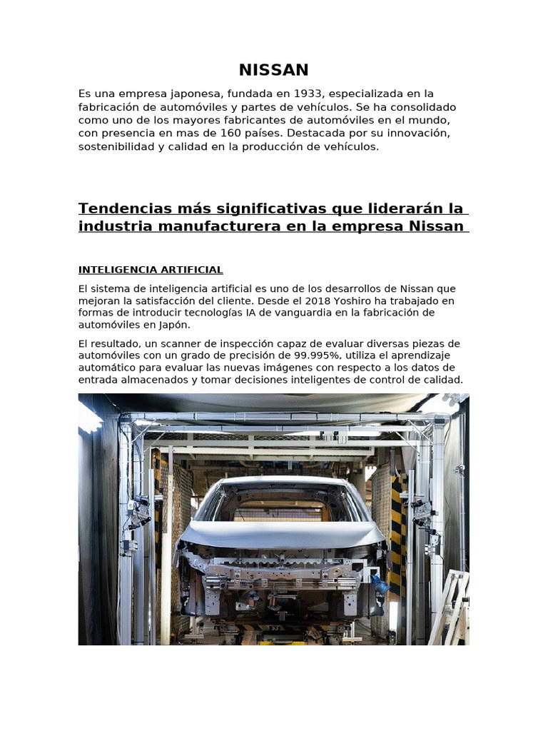 Innovaciones de Nissan en IA y Sostenibilidad | PDF
