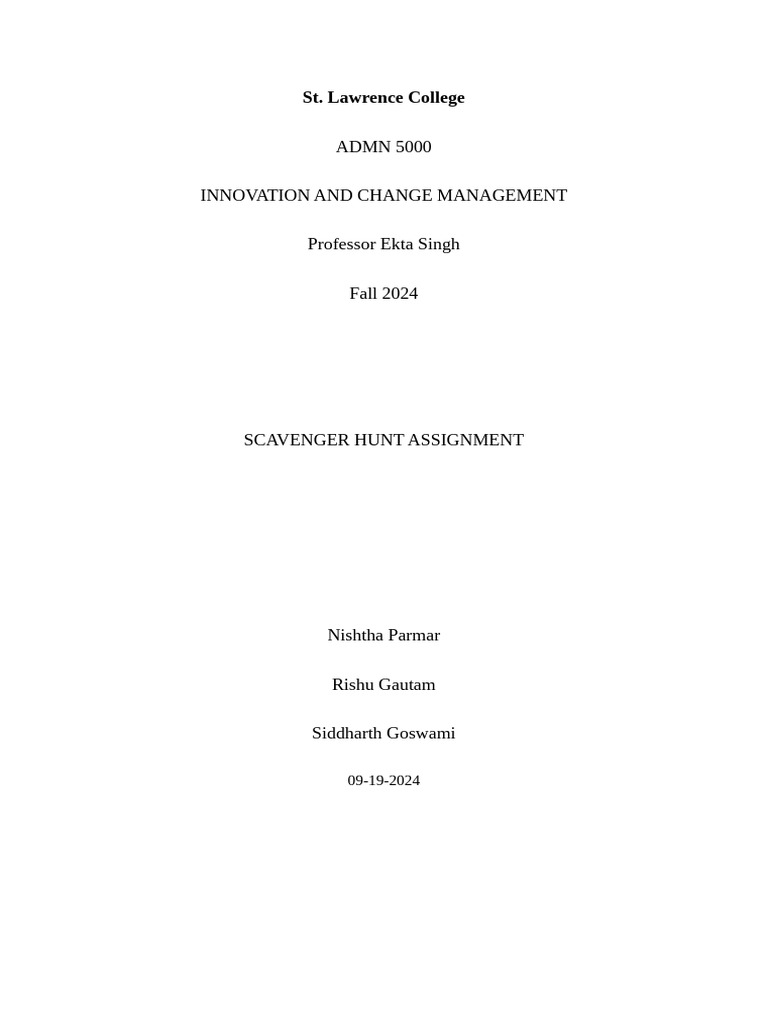 Scavenger Hunt Assignment | PDF | Health Care | Mental Health