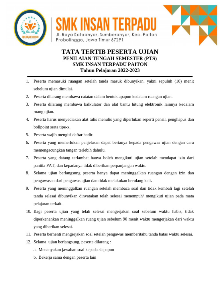 5. TATA TERTIB PESERTA UJIAN | PDF
