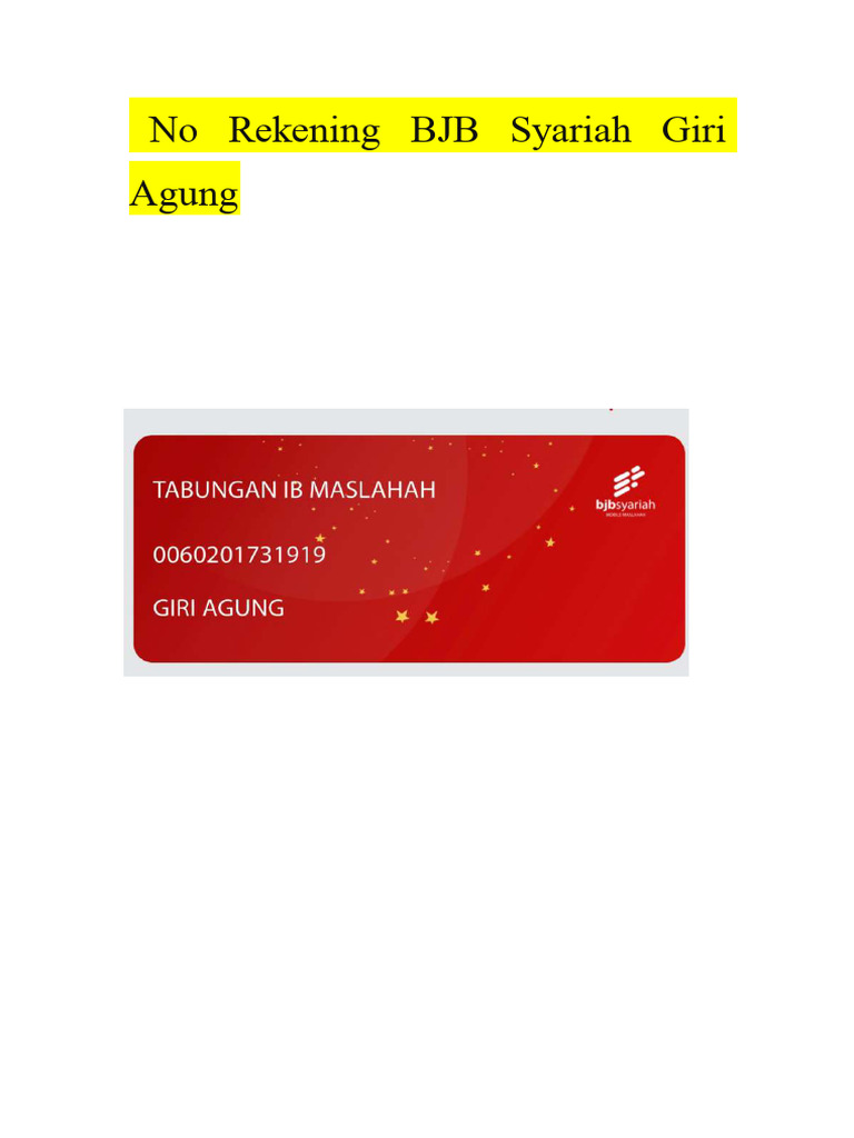 No Rekening BJB Giri | PDF