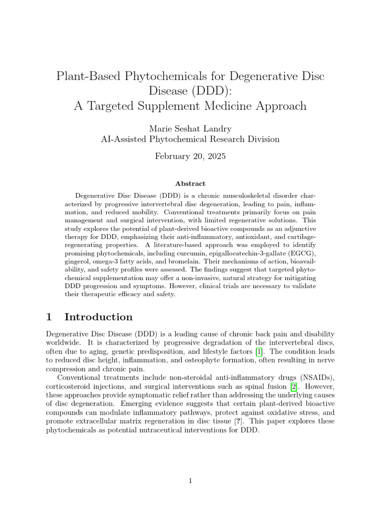 Plant-Based Solutions for Degenerative Disc Disease | PDF | Omega 3 ...