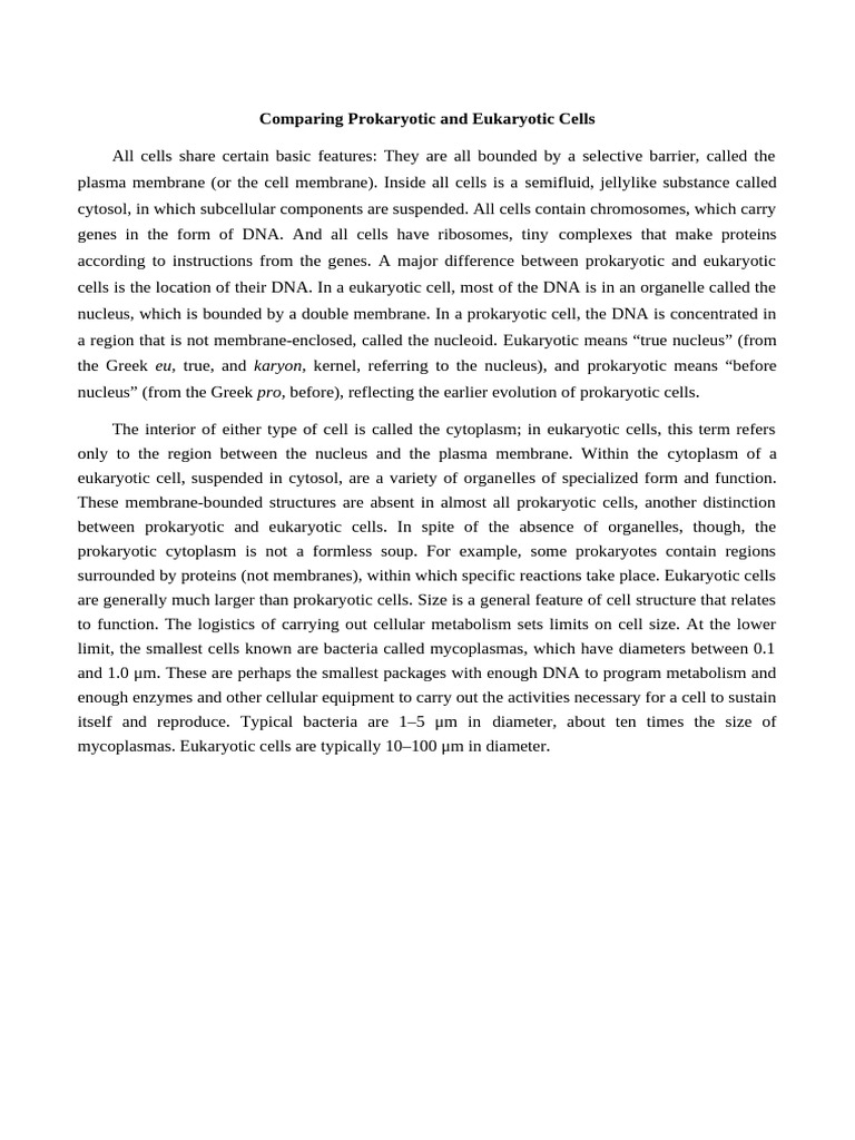 Lecture 1_Comparing Prokaryotic and Eukaryotic Cells | PDF