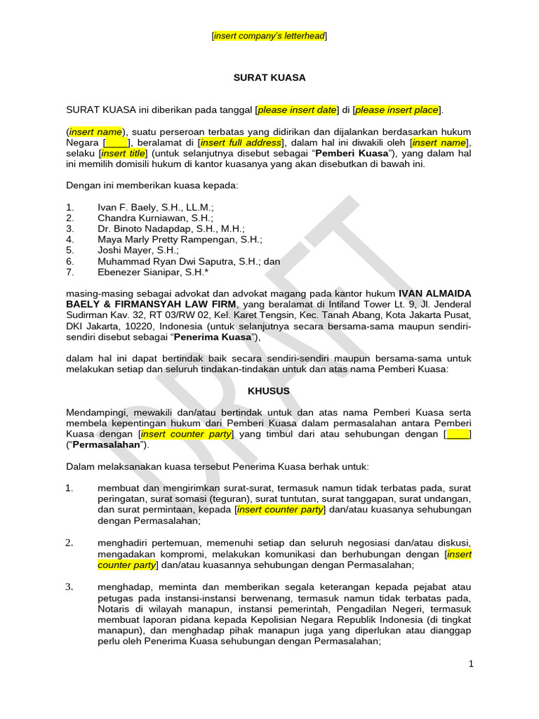 POA Somasi - Draft | PDF