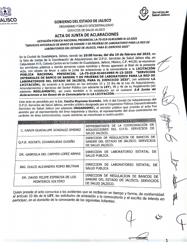 Acta de Junta de Aclaraciones 2025 | PDF