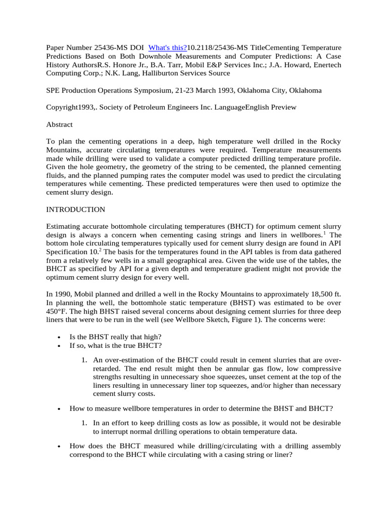 BHCT and BHST Prediction | PDF | Casing (Borehole)