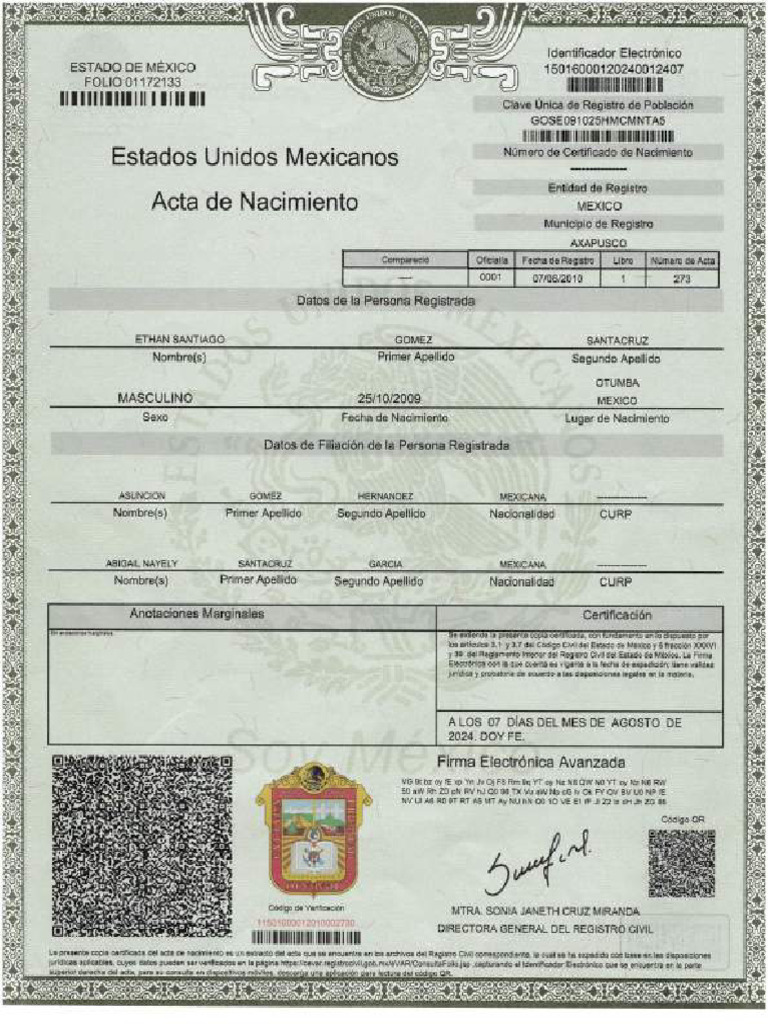 ACTA DE NAC - Compressed | PDF