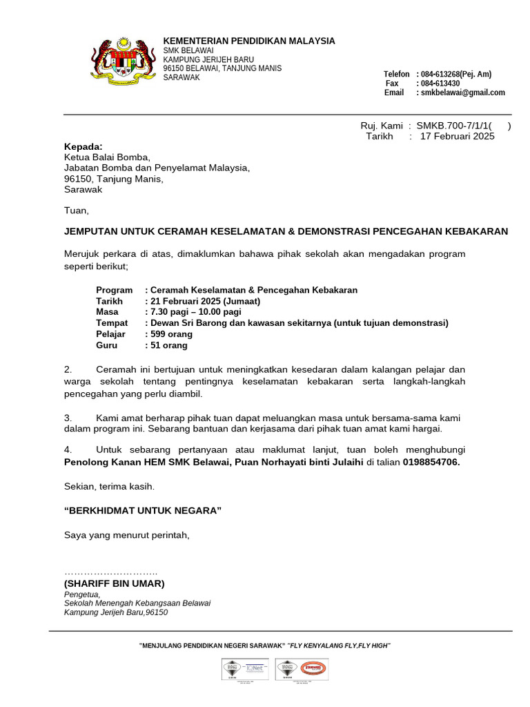 2.surat Jemputan Balai Bomba | PDF