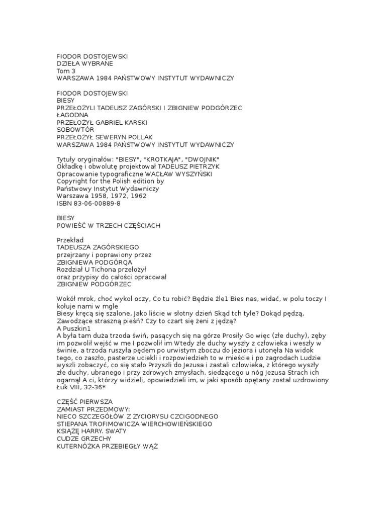 Dostojewski Fiodor - Biesy | PDF