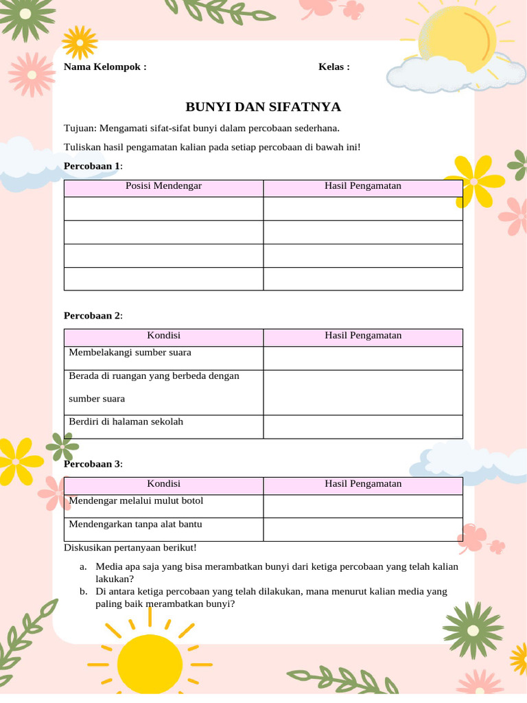 LKPD Sifat Bunyi | PDF