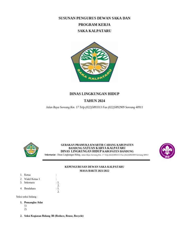 Struktur dan Program Saka Kalpataru 2024 | PDF