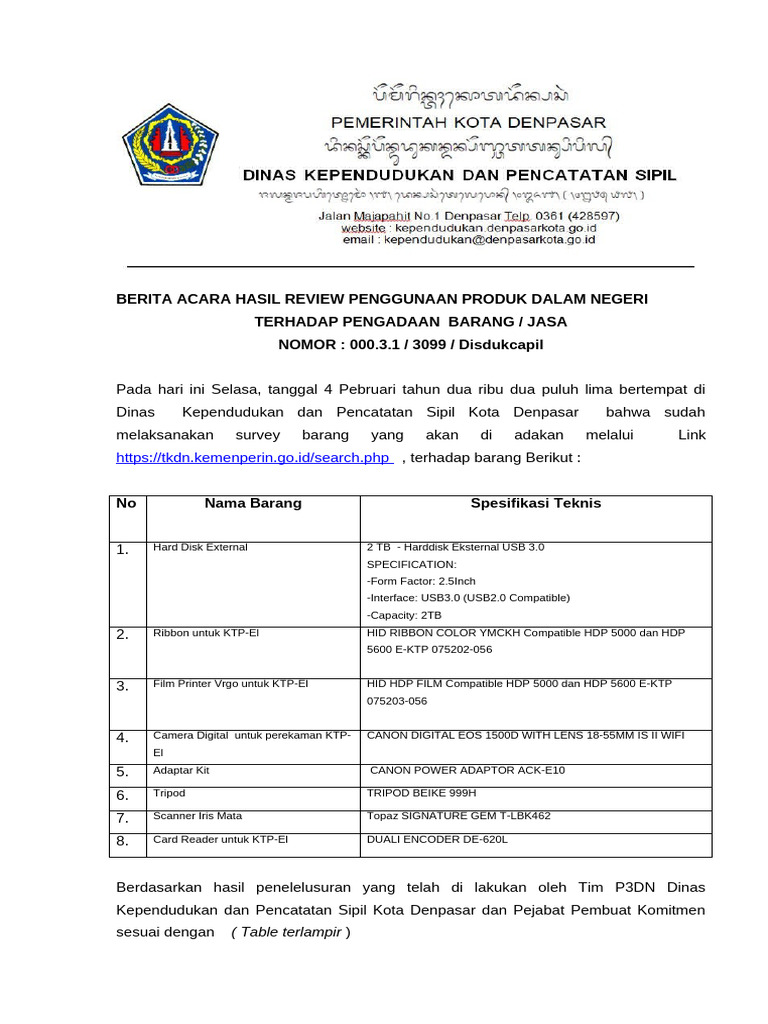 Berita Acara P3DN 2025 | PDF