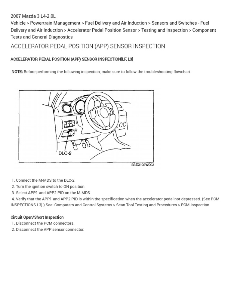 Accelerator Pedal Position (APP) Sensor Inspection (Accelerator Pedal ...