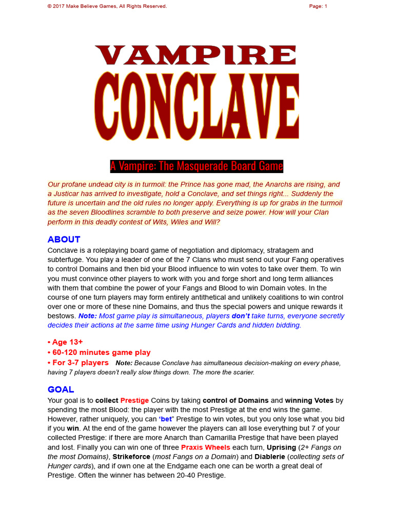 CONCLAVE - Board Game Rules | PDF