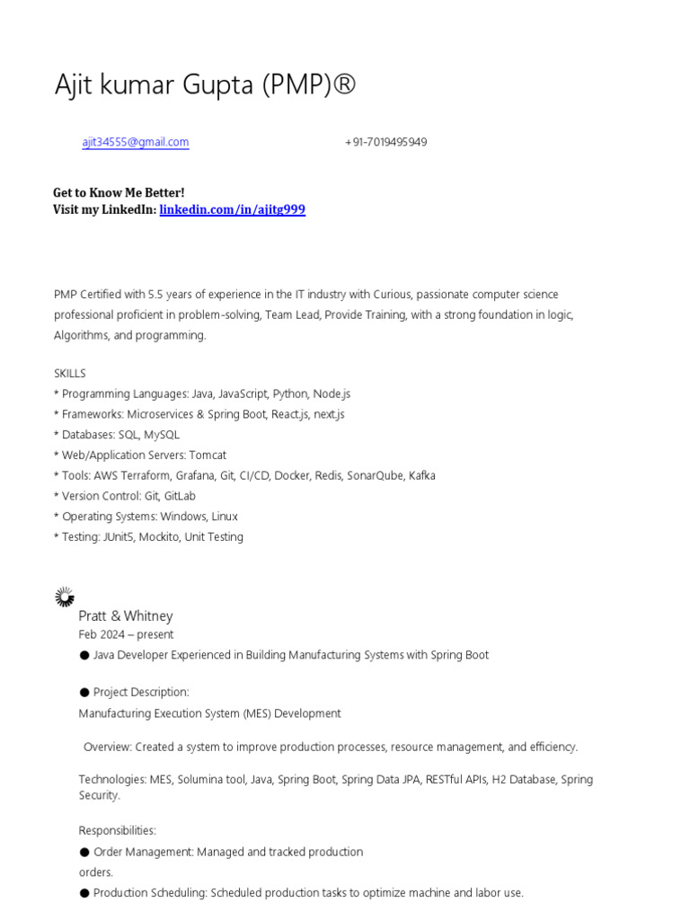 Resume Ajit Kumar Gupta 1 | PDF | Computing | Software Engineering