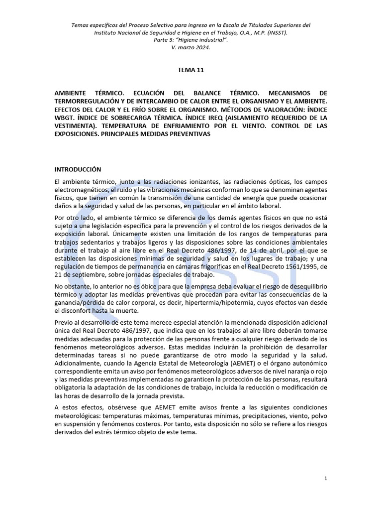 Ambiente Térmico y Salud Laboral | PDF | Termorregulación | Temperatura
