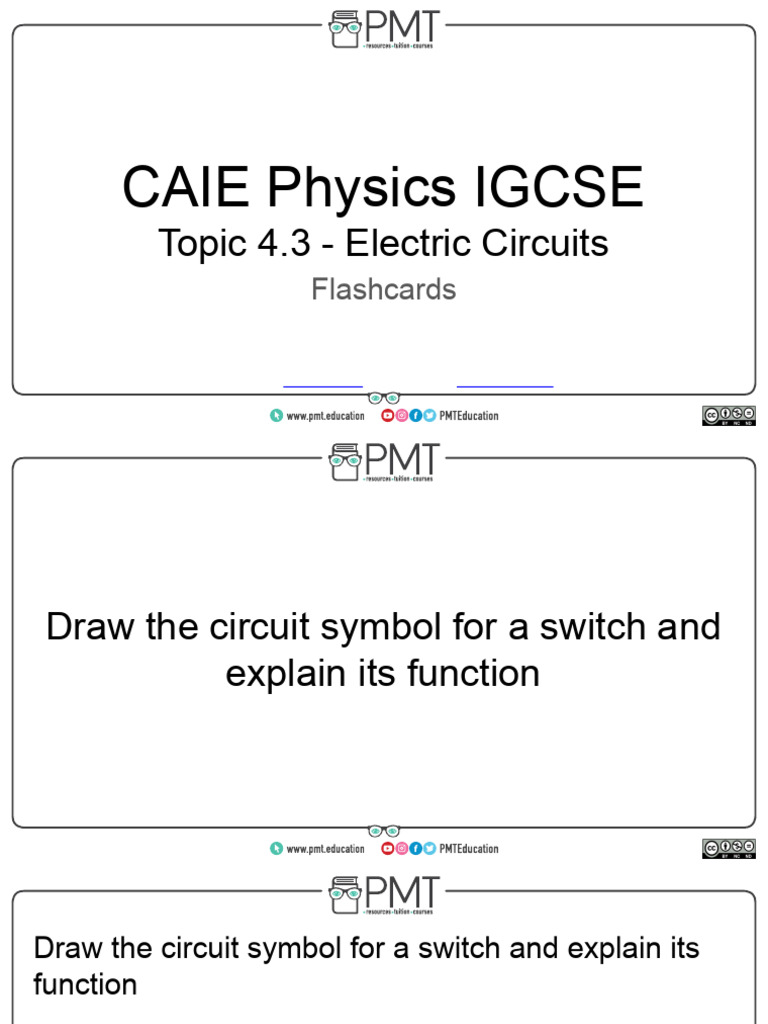 Flashcards - Topic 4.3 Electric Circuits - CAIE Physics IGCSE | PDF ...