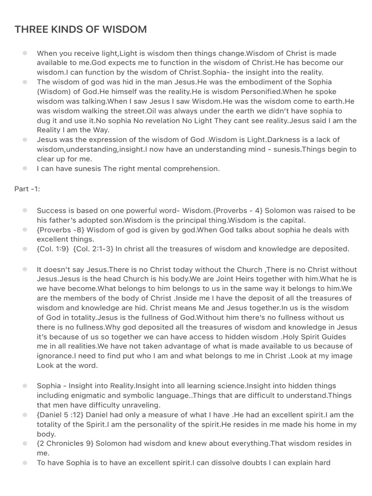 Three Types of Biblical Wisdom | PDF | Wisdom | Sophia (Wisdom)