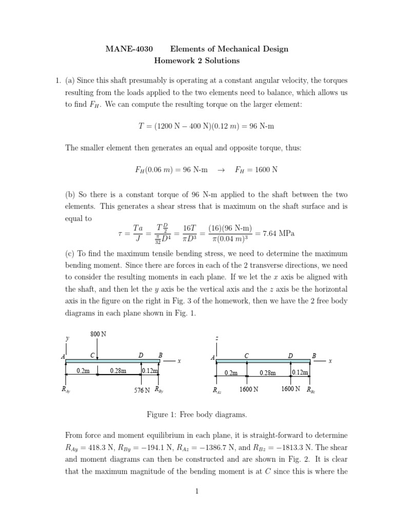 HW2 Soln | PDF | Bending | Stress (Mechanics)