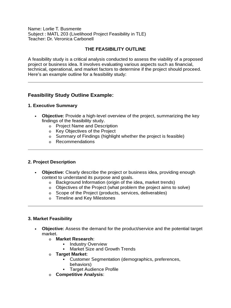 Feasibility Study Outline | PDF | Feasibility Study | Risk Management