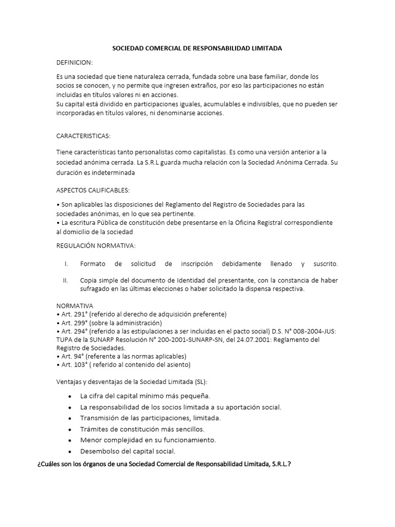 Sociedad Comercial de Responsabilidad Limitada-1-1 | PDF | Sociedad de responsabilidad limitada ...