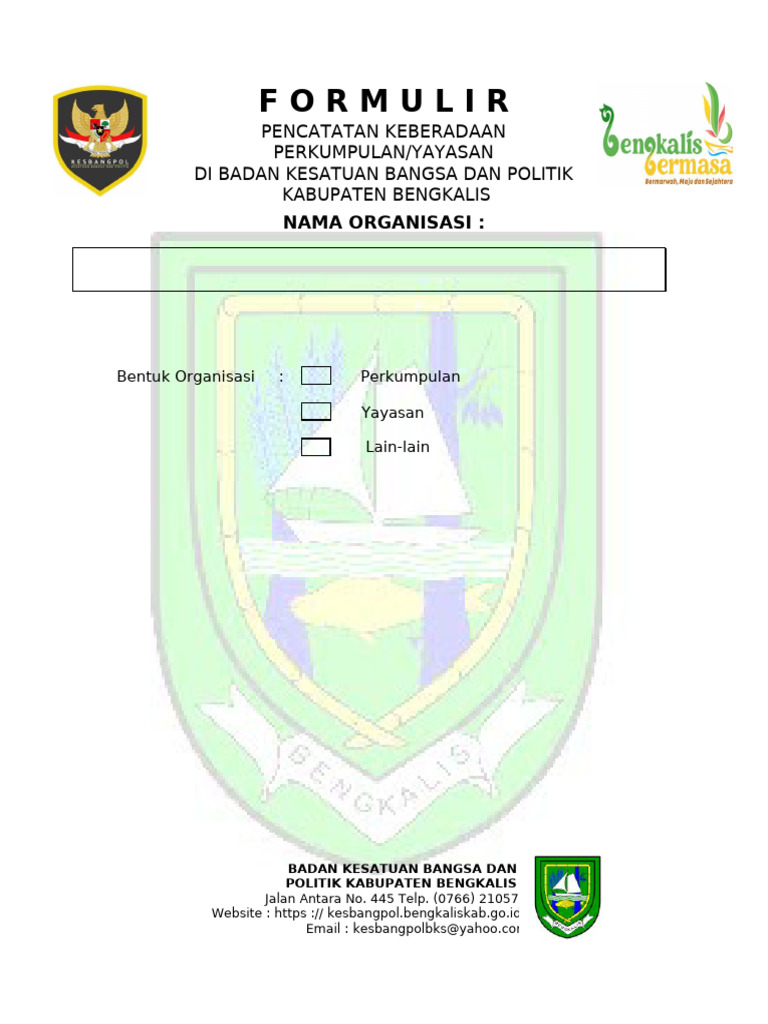 Formulir Pendaftaran Ormas | PDF