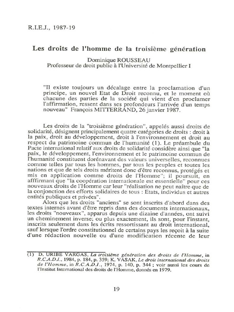 Les Droits de Lhomme de La Troisieme Generation | PDF