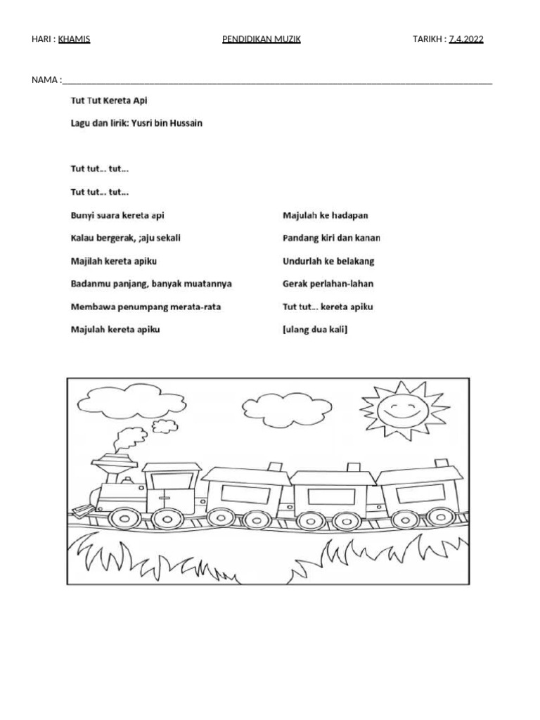 Lembaran Kerja Muzik Tut Tut Kereta Api | PDF