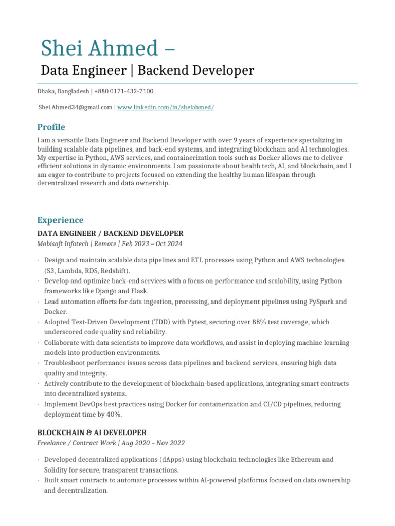 Shei Ahmed - Backend Developer | PDF | Cloud Computing | Amazon Web Services